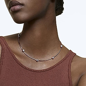 SWAROVSKI Constella All-Around Necklace, Clear Circle-Cut Crystal with a Rose-Gold Tone Finish Chain, part of the Swarovski Constella Collection
