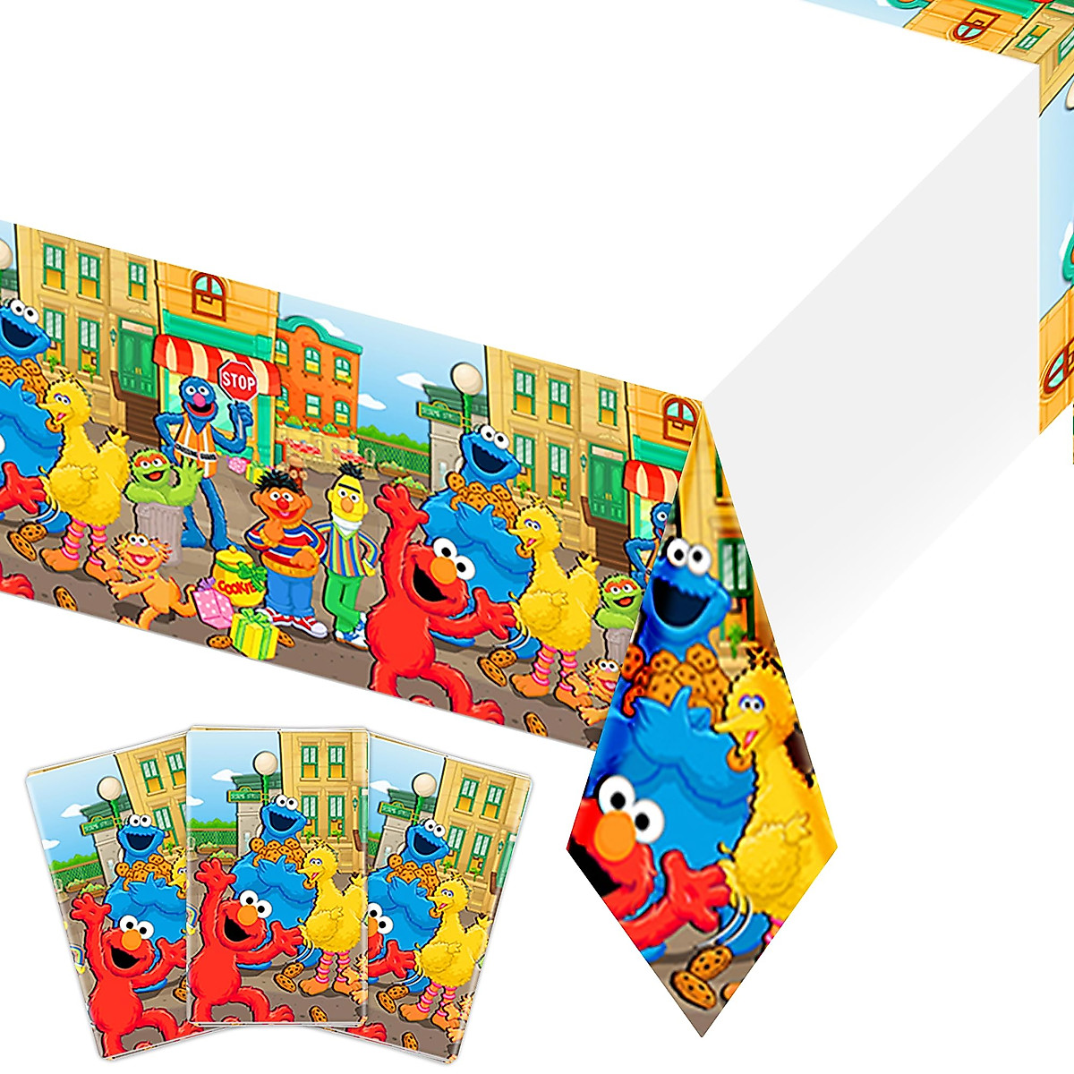 3 Pcs Cartoon Street Birthday Party Supplies, Cute Tablecloth for Boys Girls Baby Shower Birthday Party Table Decorations