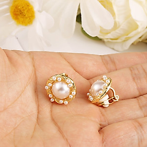 Gold Clip On Earrings 3 Pairs Clip On Stud Earrings Set Small Clip On Earrings Non Pierced 14K Gold Plated Simulated Earrings Dainty Earrings for Women