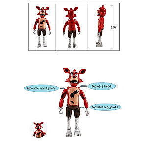 Lev 5 FNAF Action Figures Toy Set Inspired by Action Figures Freddy / Golden Freddy / Foxy / Chica / Bonnie Toys Gift Figure. Size 5-6 inches, Multicolor