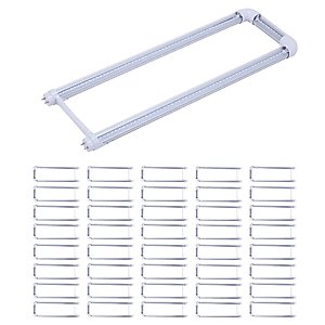 40 Pack T8 U Bend LED Tube Light Fixture,LED U Shaped Bulbs,2x2FT 24W(50W Equivalent),6000K Daylight White,G13 Base Dual-End Powered,Ballast Bypass,LED Bulb Clear Cover 100-277V(24w Clear, 40 Pack)