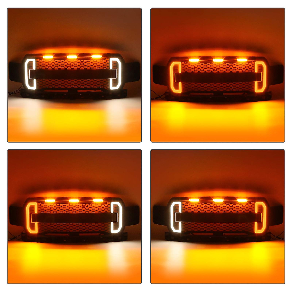 Modifying Raptor Style Grille Mesh Grill, Compatible with Ford F150 F-150 2018 2019 2020, With DRL & Turn Signal Lights - Matte Black