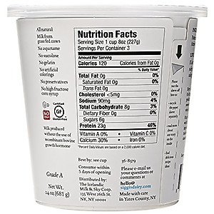 siggi's® Icelandic Strained Nonfat Yogurt, Plain, 24 oz. Multiserving Container – Thick, Protein-Rich Yogurt Snack