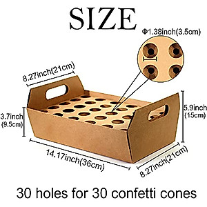 DAOLA Party Confetti Cone Holder Box - Confetti for Gift Box Wedding, Stand Tray Box Total of 30 Holes for 30 Confetti Cone, and Include 32 Cone Papers (Kraft-F, 1)
