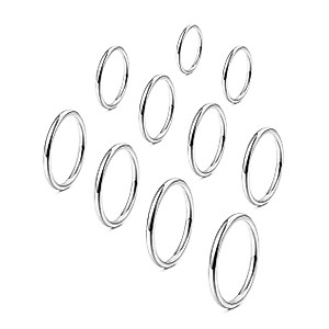 FINREZIO 10PCS Women's 1MM Stainless Steel Plain Band Knuckle Stacking Rings Fashion Thin Midi Rings Comfort Fit Size 2-11 Silver Tone