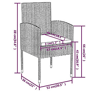 qiangxing 3 Piece Patio Dining Set Outdoor Patio Dining Set Outdoor Patio Furniture Patio Set Patio Table and Chairs Set Poly Rattan Black 3098036