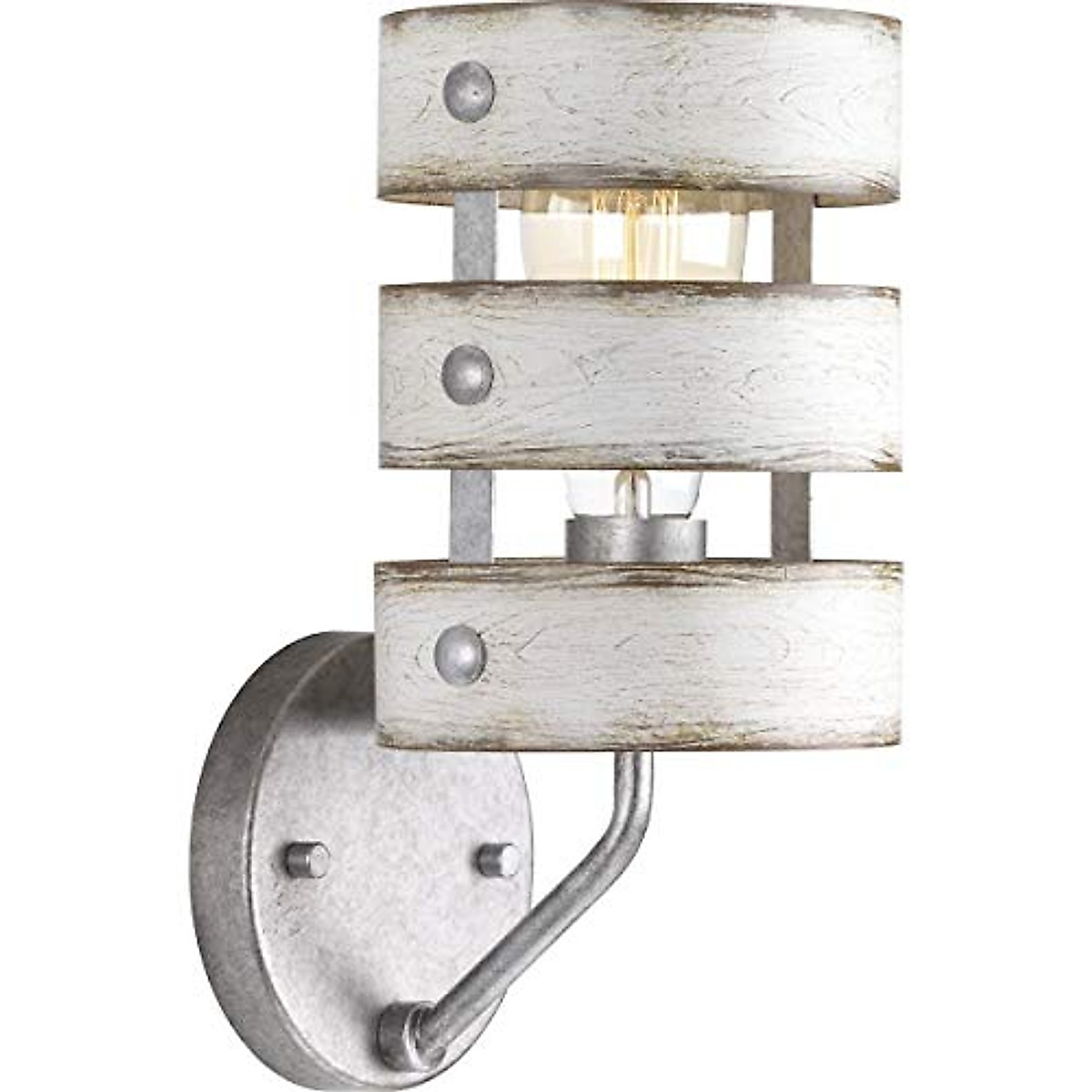 Progress Lighting Gulliver Collection 1-Light Antique Whitewashed Farmhouse Wall Sconce Light, Galvanized Finish