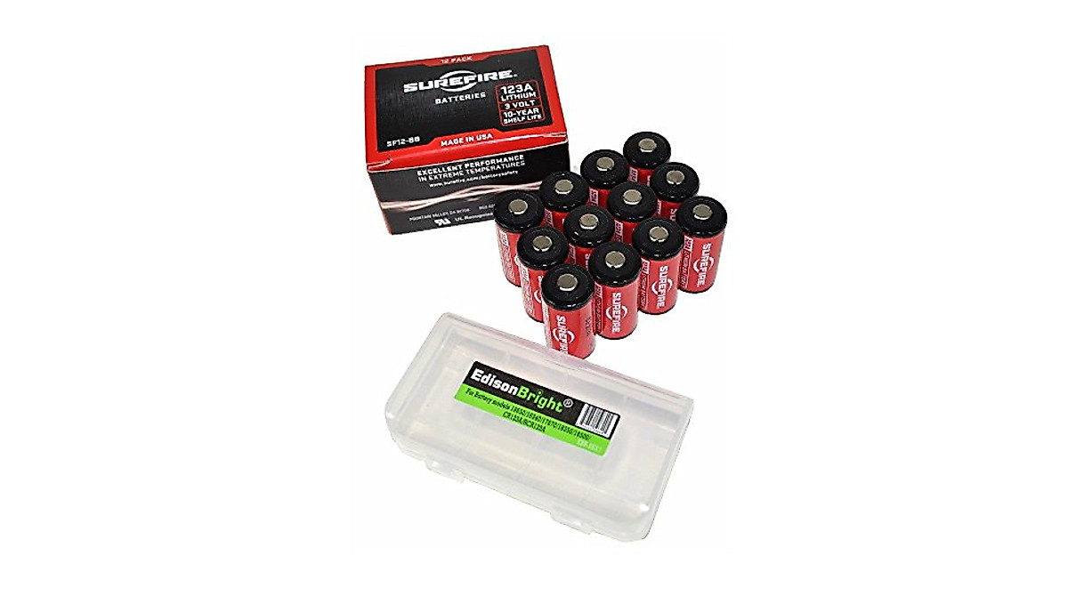 12 Pack SureFire CR123A Batteries with Carry Case