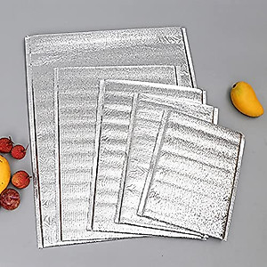 prettDliJUN 20Pcs Thermal Keep Cold/Hot Lunch Bag Food Pouch, Aluminum Foil Insulation Disposable Food Delivery Container