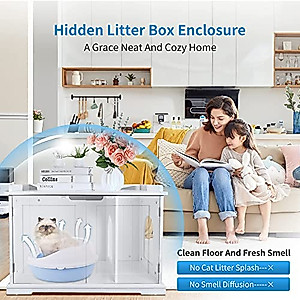 Extra Large Cat Litter Box Enclosure,Wooden Cat Box Enclosure Indoor Fit Most of Litter Box Decorative Box Furniture with Double Doors Cat Box Furniture Hidden