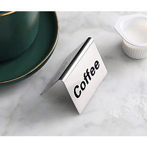 New Star Foodservice 27051 Stainless Steel Table Tent Sign, (Coffee), 2"x 2", Set of 2