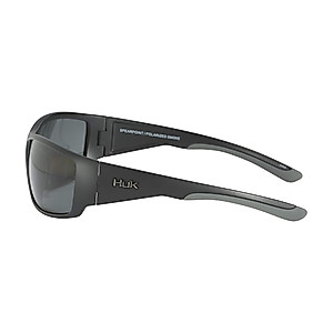 HUK, Polarized Lens Eyewear with Performance Frames, Fishing, Sports & Outdoors Sunglasses Oval, (Spearpoint) Gray/Matte Black, Medium/Large