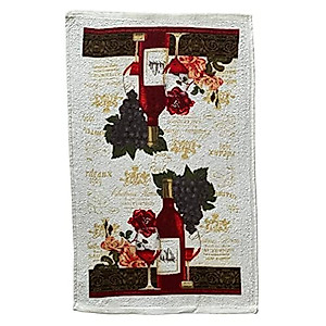 Petal Cliff Set of 4, Rose Wine Design with Grape Printed Terry Kitchen Towels Dish Towels for Kitchen Decorative Size: 15 x 25 inch.