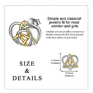 Celtic Earring Jewelry Sterling Silver Irish Celtic Earrings Hypoallergenic Triquetra Trinity Knot Stud Earrings for Women Girls, Christmas Gifts for Her