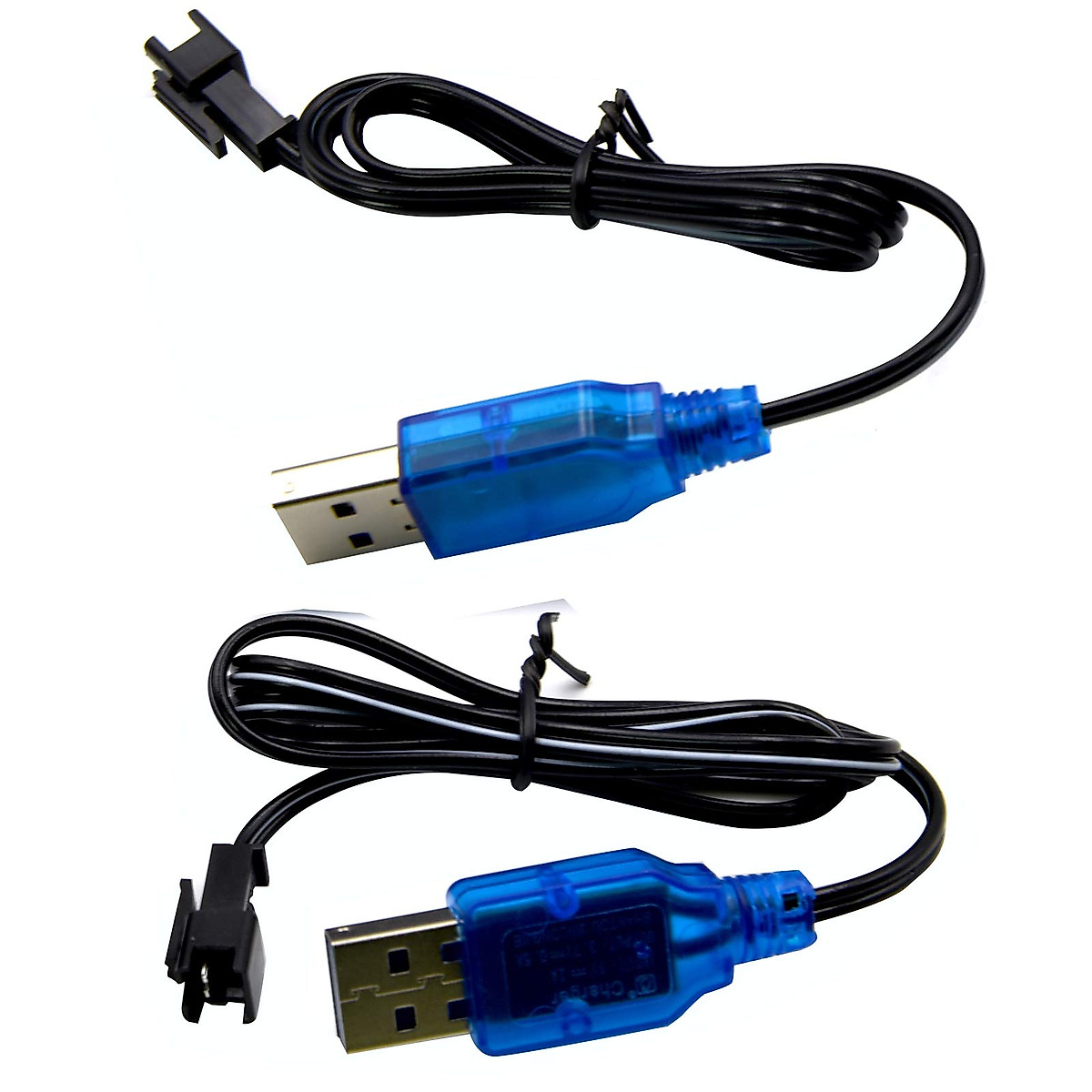 Blomiky 2 Pack USB Charger Cable with SM-2P Plug Connector for Mini RC Amphibious Stunt Car Boat Trucks - 3.7V Li-ion and Li-Po Battery / USB 2