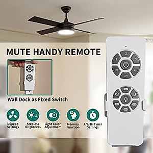 YITAHOME Black Ceiling Fans with Light and Remote, Dimmable Fanlight for Indoor Outdoor, Light Fan with Stepless Color Temperature, Night Light Mode, 48 Inch