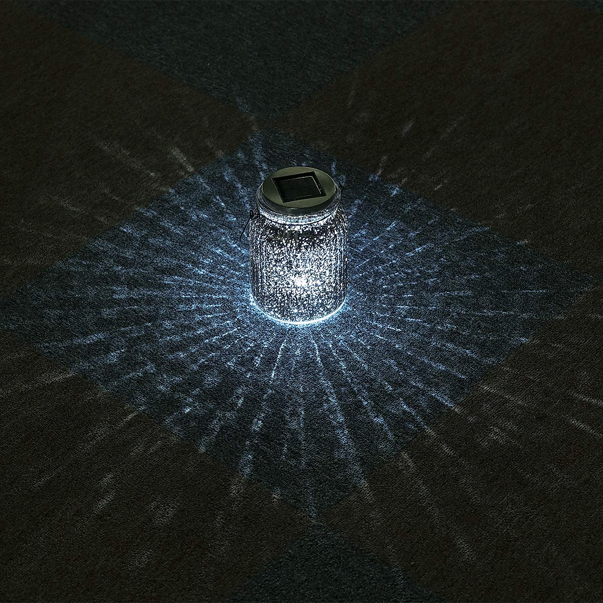 GIGALUMI Solar Powered Mercury Glass Mason Jar Lights, 2 Pack Hanging Solar Laterns Table Lights for Garden, Patio, Backyard.(Ideal Gift)