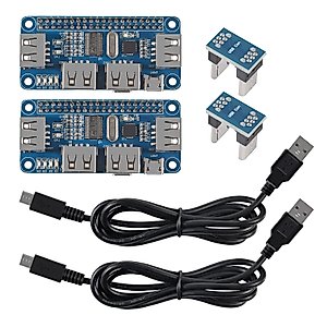 2PCS USB HUB HAT Expansion Board Raspberry Pi 4 Expansion Board 4-Port USB Ports Compitable with Raspberry Pi 4/3B+/3B/Zero/Zero W/Zero WH, for USB2.0/1.1 Onboard USB to UART Onboard Multi Indicators