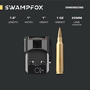 Swampfox Kingslayer RMR Footprint 1x22 Pistol Dot Sight, Green Circle Dot