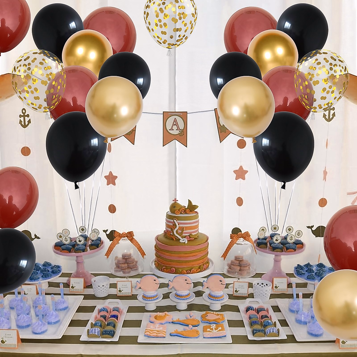 Red Black and Gold Balloons, 60Pcs 12 Inch Red Black Party Balloon with Confetti Balloons for Birthday Gender Reveal Wedding New Year Christmas Party Decoration