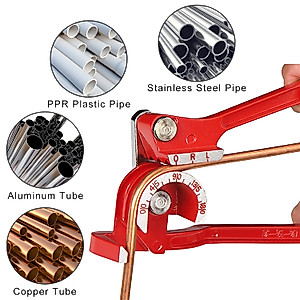 Sufford 180 Degree Tubing Bender 3-in-1 Heavy Duty Tube Bender Brake Line Bending Tool For 6,8,10mm Tubes Stainless Steel Red