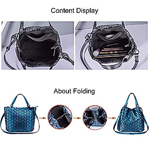 Geometric Luminous Purses and Handbags Holographic Reflective Crossbody Bag Wallet Flash Rainbow Tote Blue