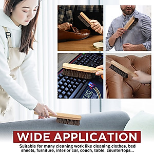 Horsehair Shoe Boot Brush 10.2 inches, Hat Brush, Hand Broom Brush by TAKAVU, 100% Soft Genuine Horse Hair Bristles, Long Beech Wood Handle for Cleaning Shoe, Boot, Counter, Bed, Cloth, Furniture