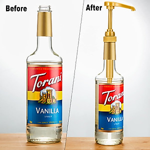 5 Pieces Syrup Pump, Coffee Syrup Dispenser Pump, Syrup Pump Dispenser Flavor Syrup Pump Caramel Syrup Pump Replacement Fits 750ml-1L Bottles for Coffee Syrup, Flavorings (Gold)