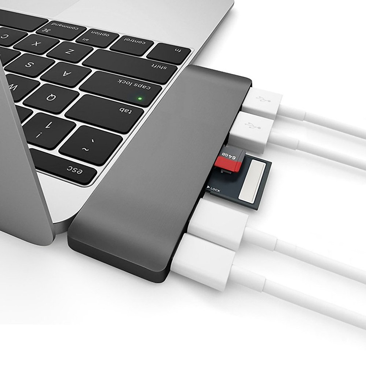 GAOHOU USB Type-C Hub 6-in-1 Dual Type-C Interface Converter Rapid Transmission Gray