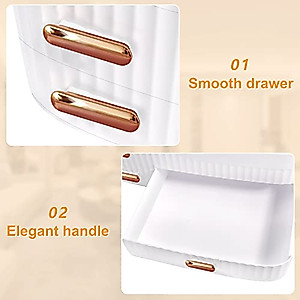 Diesisa Makeup Organizer, Cosmetic Organizer Countertop, Bathroom and Bedroom Desk Cosmetics Organizer, Large Capacity 3 Drawer for Cosmetics, Lotions, Lipsticks, Nail Care, Brushes - White