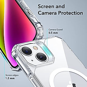 ESR for iPhone 14 Case/iPhone 13 Case, Compatible with MagSafe, Shockproof Military-Grade Protection, Air-Guard Corners, Magnetic Phone Case for iPhone 14/13, Air Armor Magnetic Case (HaloLock), Clear