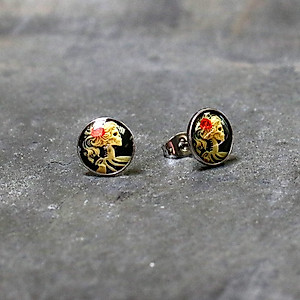 Body Candy Stainless Steel Red Rose Skeleton Stud Earrings