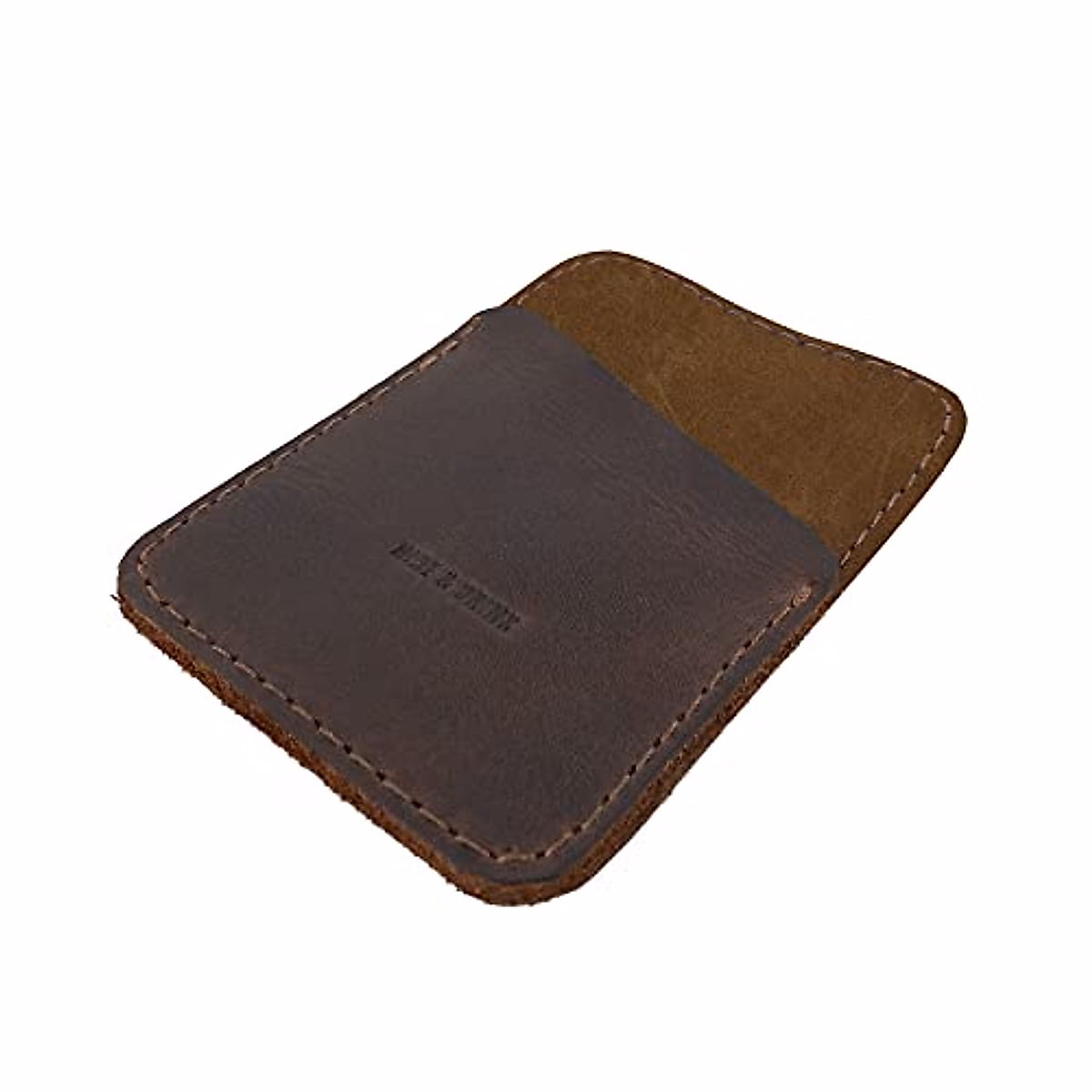 Hide & Drink, Leather Minimalist Card Holder, Holds Up to 4 Cards, Travel Organizer, Accessories, Handmade Includes 101 Year Warranty :: Bourbon Brown