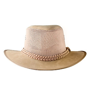 Mesh Safari Hat for Men Soaker Golf Sun Hats Summer Wide Brim Outback Cap（Natural,L）