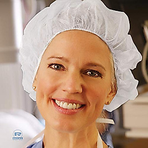 Royal 21" White O.R. Cap, Disposable and Latex-Free, Package of 100