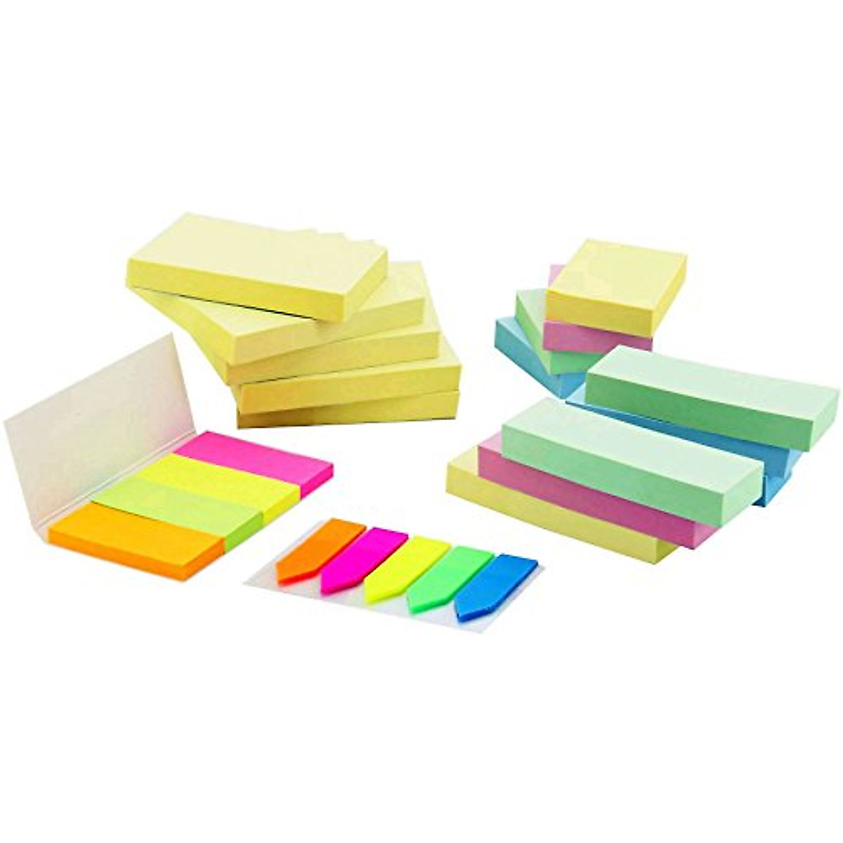 4A Sticky Notes Value Pack,Assorted The Most Commonly Used Sizes In One PP Box,Self-Stick Notes,18 Pads/Box,1900 Sheets Total,4A 4012