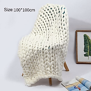 TYTOGE Blanket Blanket Throw, Cozy Chunky Knitted Blanket Handmade Yarn Pet Bed Chair Sofa Blanket Home Decor Gift (E)
