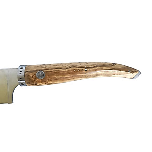 Laguiole en Aubrac Cuisine Gourmet Stainless Fully Forged Steel Made In France Cook's Chef 's Knife With Olivewood Handle, 7-in / 17.8cm