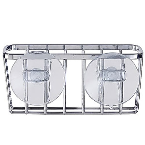 Kitchen Details Suction Cup Mount Sponge Holder | Sink Organizer | Compact Basket | Self-Draining | Chrome