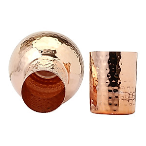 Carafe Pure Copper Bedside For Ayurveda Health Benefits, Capacity - 1000 Ml. (33.8 US Fluid Ounce).