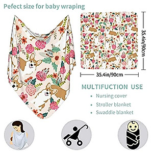 Corgi Baby Stuff Swaddle Blanket Corgi Gifts for Corgi Lovers Soft Newborn Wrap Baby Swaddling Blanket Cover Baby Throw Receiving Blankets Silky Breathable Stretchy Gifts for Boys Girls Infant Shower