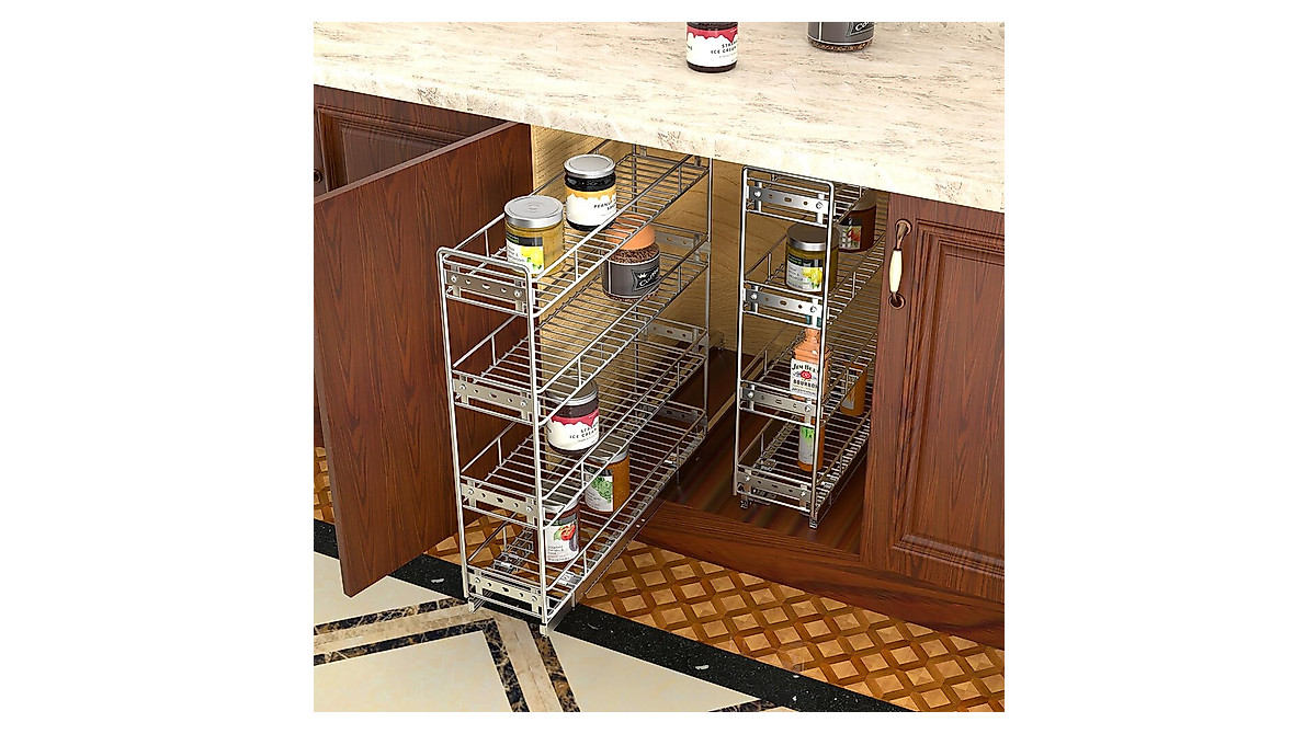 OCG 4-Tier Pull Out Spice Rack for Slim Kitchen Cabinets (5"W)