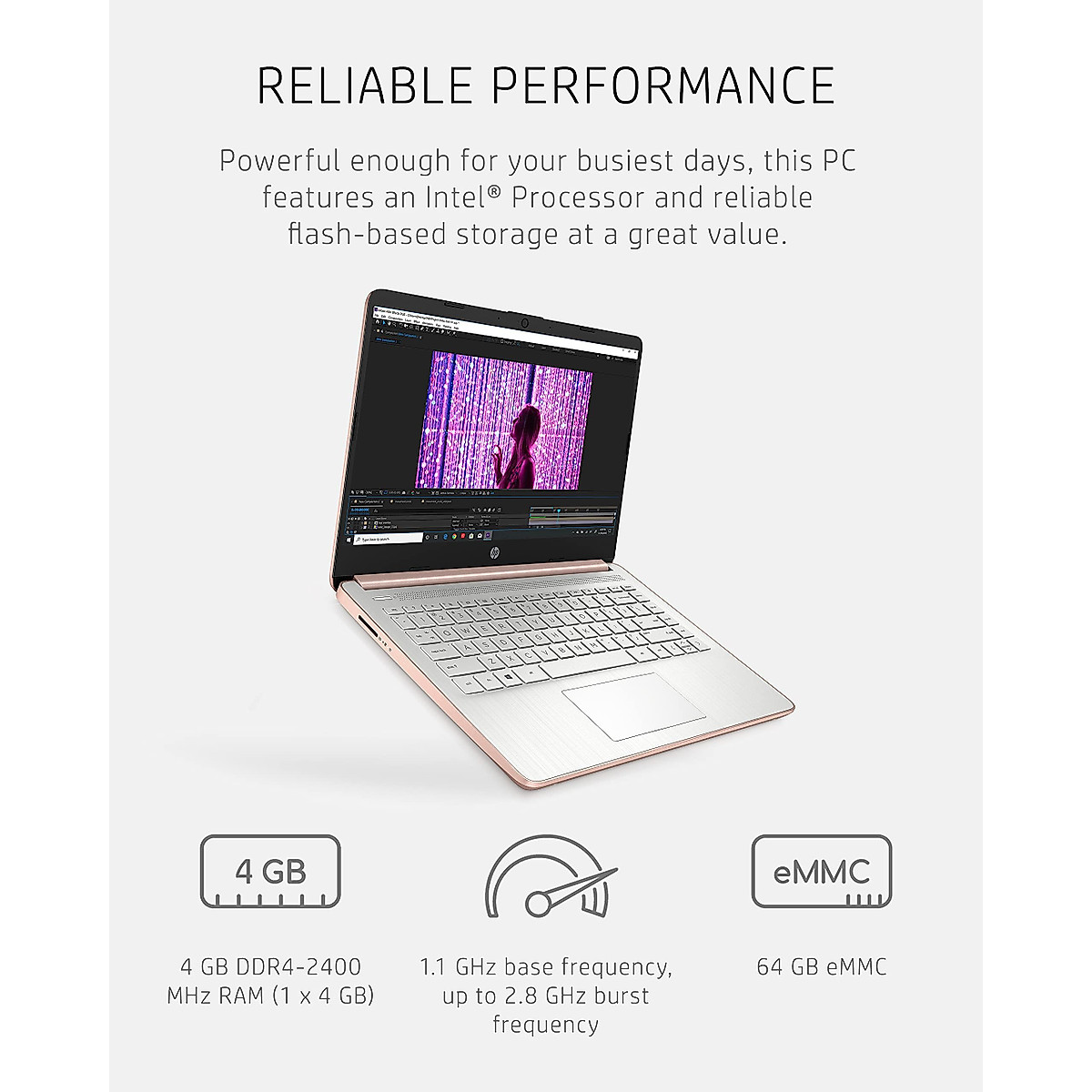 HP Stream 14-inch Laptop for Student and Business - Intel Quad-Core Processor, 16GB RAM, 320GB Storage (64GB eMMC + 256GB Card), 1-Year Office 365, Webcam, 11H Long Battery Life, Wi-Fi, Win11 H in S