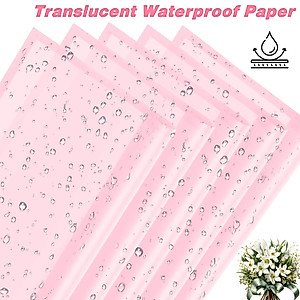 ROADPLUM 20 Sheet Pink Flower Wrapping Paper, Bouquet Wrapping Paper with 12 Butterflies and 1 Ribbon for Diy Bouquet, Flower Paper Wrap Kit for Valentine's Day, Mother's Day, Graduation