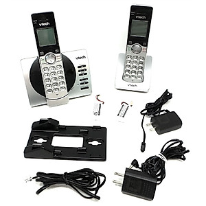 VTech CS6929-2 Cordless Phone with Answering System and Caller ID, Silver/Black with 2 Handsets DECT 6.0 Expandable