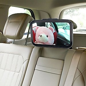 PEKITAS Baby Extra Large Clear View Car Back Seat Mirror - For Rear View, 360 degree pivot, adjustable and shatterproof