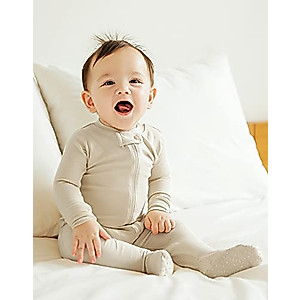 VAENAIT BABY Toddler Boys Girls Solid Footie Pajama Cozy Modal Ivory 0-3M