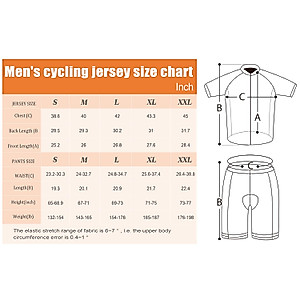 Men's Cycling Jersey Set - Reflective Quick-Dry Biking Shirt and 3D Padded Cycling Bike Shorts