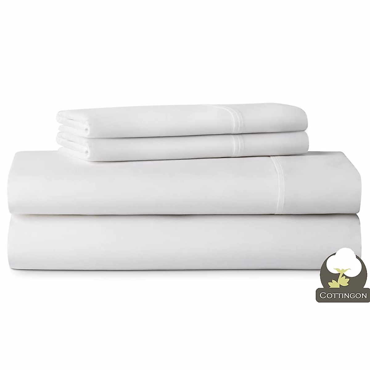 Cot Sheet and Pillow Case 4 Piece Set - 1 cot Fitted Sheet 33" x 75", 1 cot Flat Sheet 64"x 94", 2 Pillow Cases 20"x 30" Perfect for Folding Guest Bed Frame,Rollaway Beds (White Solid)