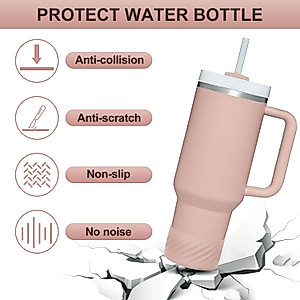 Affute Protective Silicone Boot for Stanley Quencher H2.0 40 oz & IceFlow Flip 20 oz 30 oz and hydroflask 12-24 oz, Anti-Slip Bottle Bottom Sleeve Cover (Pink Dusk)